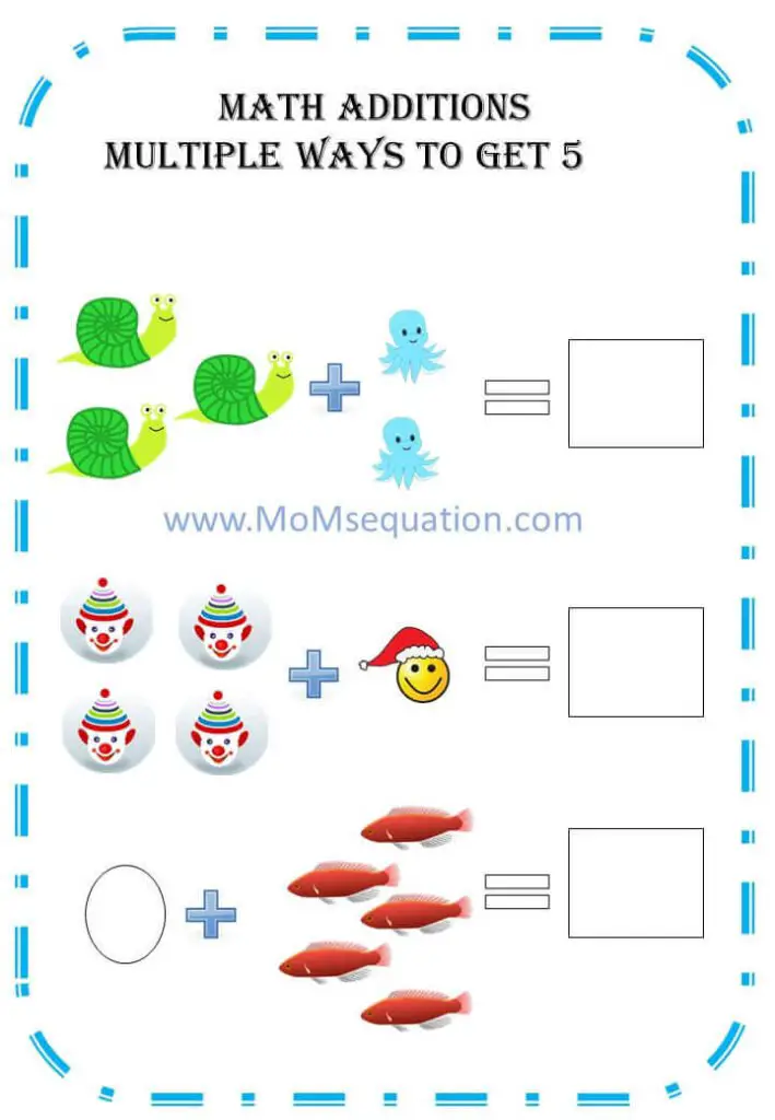 Addition Worksheets For Kindergarten Free Printables Mom sEquation