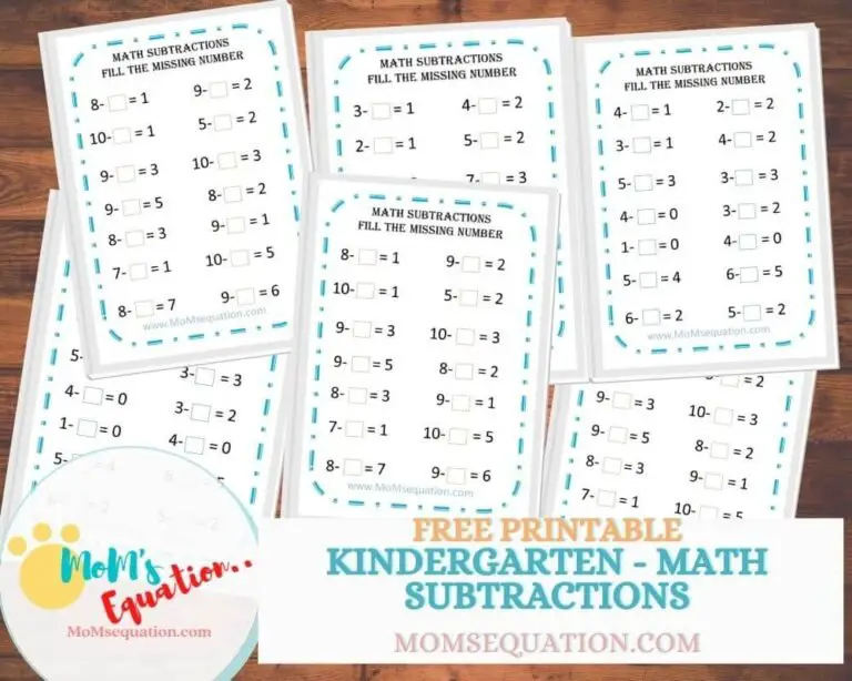 Subtraction Worksheets For Kindergarten - Make an Equation - Mom'sEquation