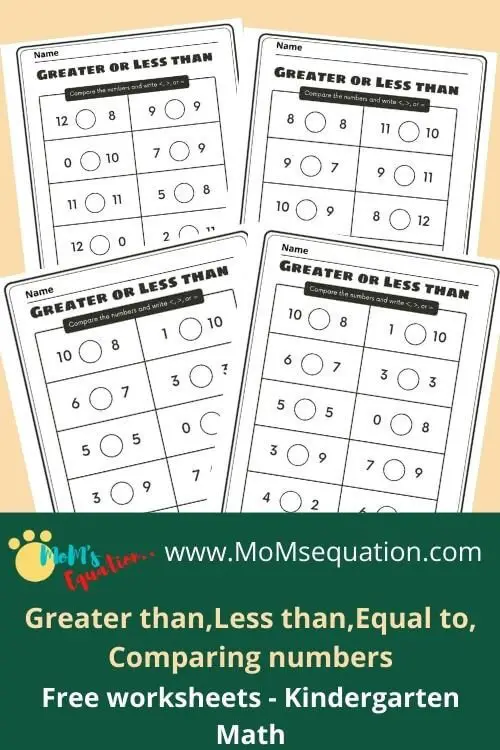 Greater Than Less Than Worksheets For Kindergarten Free Printables