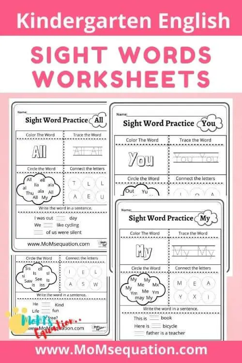 25+ FREE Printable Kindergarten Sight Word Worksheets