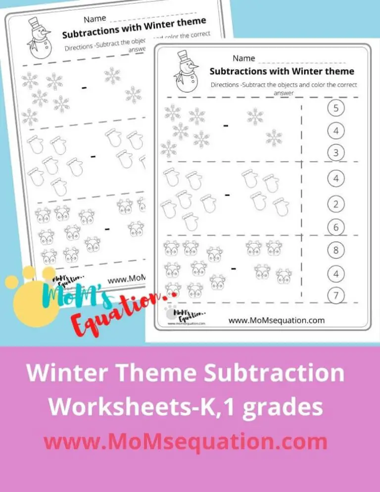 Subtraction Fun With Winter Objects For Kindergarten,&1Grade. - Mom ...