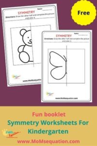 Symmetry Worksheets For Kindergarten - Free Booklet - Mom'sEquation