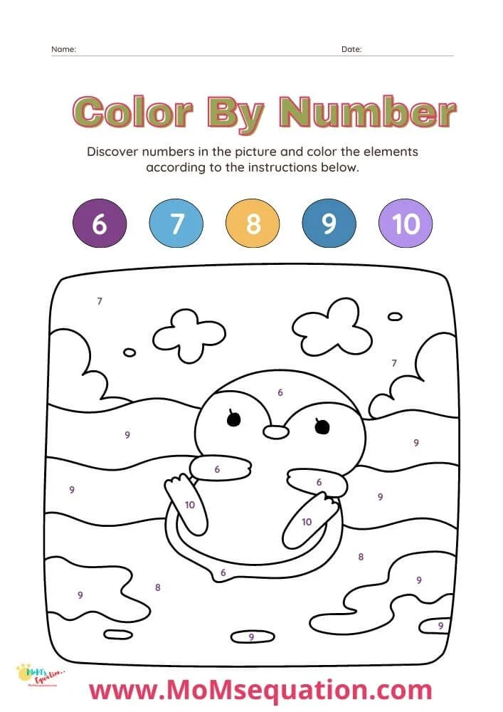 Easy Color By Number practice sheets For Kindergarten - Mom'sEquation