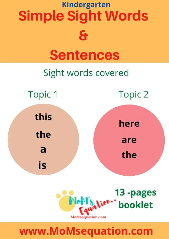 Simple Sight Words Sentences Book For Kindergarten. - Mom'sEquation