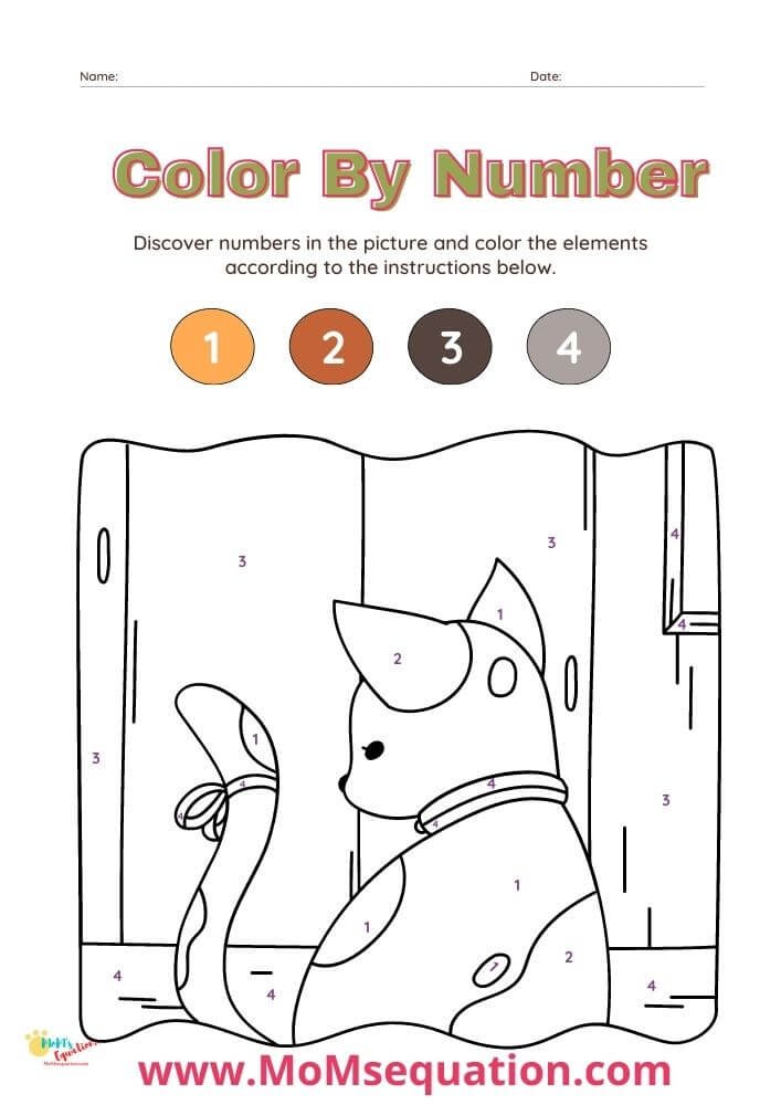 Easy Color By Number practice sheets For Kindergarten - Mom'sEquation
