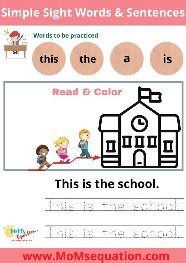 Simple Sight Words Sentences Book For Kindergarten. - Mom'sEquation