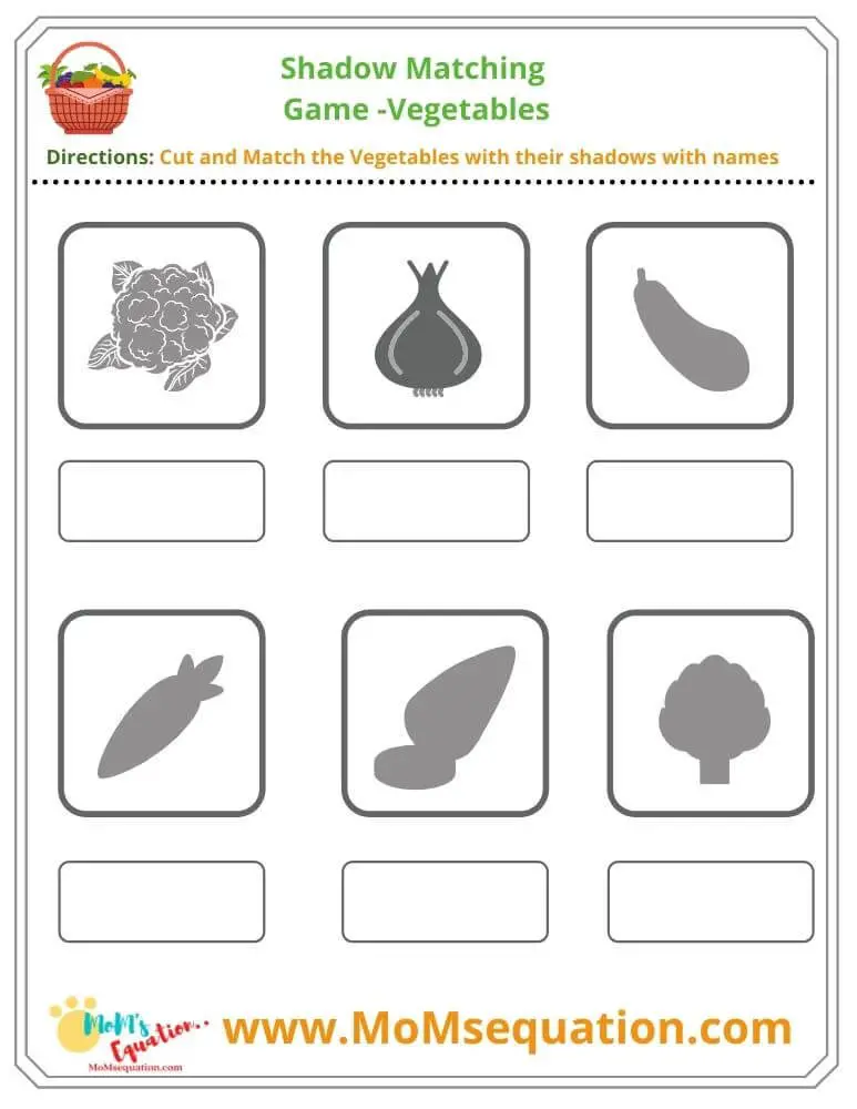 Cut And Paste Fruits & Vegetable Worksheets For Preschool - Mom'sEquation