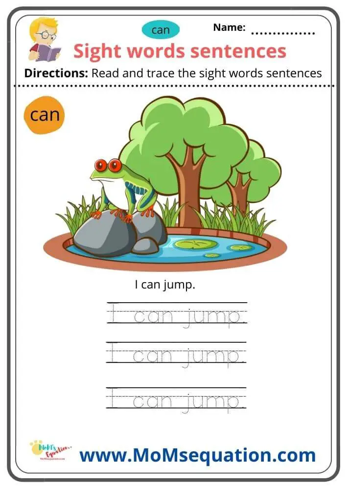 Read & Trace Sight Words In Sentence Worksheets - Mom'sEquation