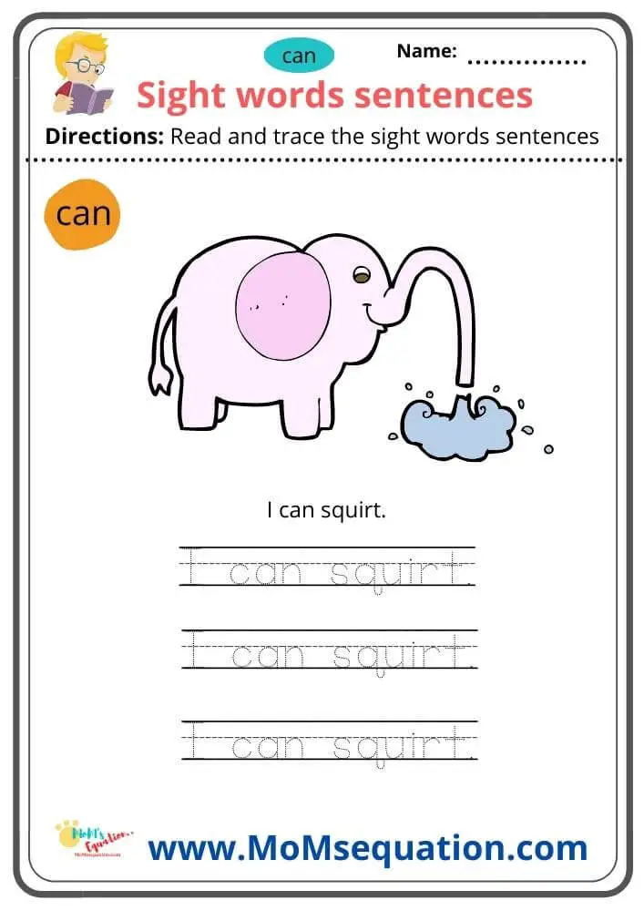 Read & Trace Sight Words In Sentence Worksheets - Mom'sEquation