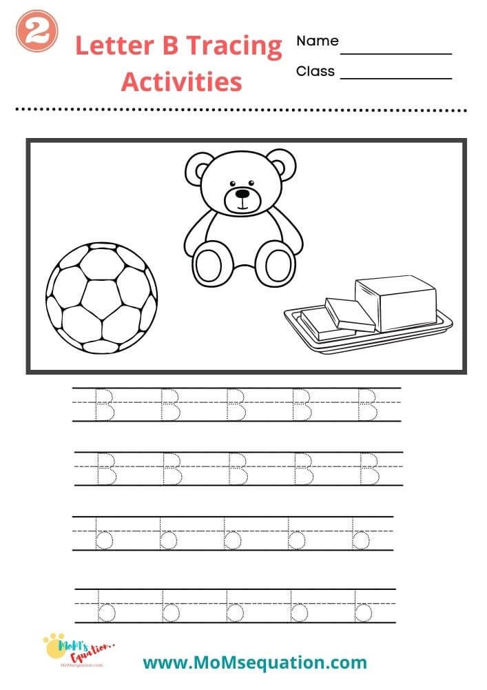 Letter B tracing worksheets for Kindergarten - Mom'sEquation