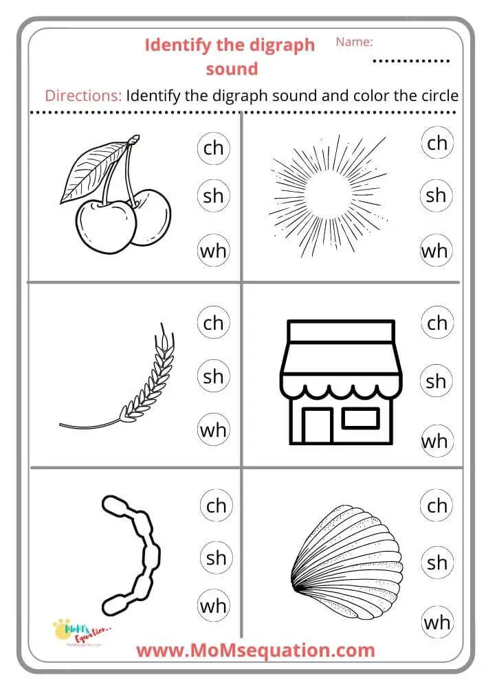 Identify The Beginning Digraphs Worksheets - Mom'sEquation