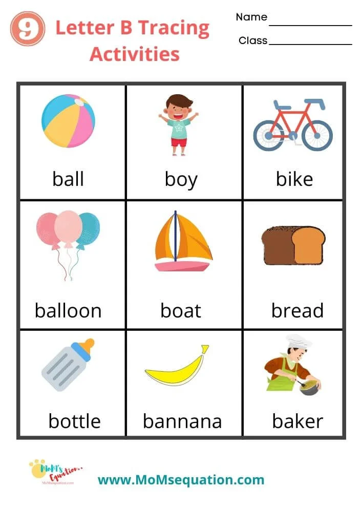 Letter B tracing worksheets for Kindergarten - Mom'sEquation