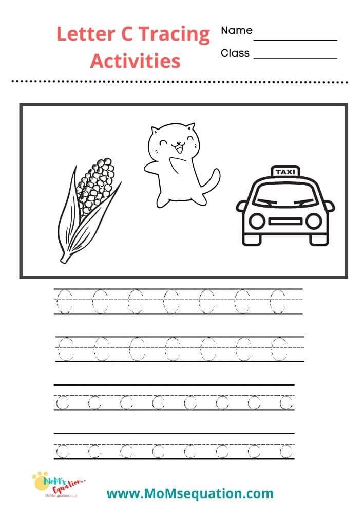 Letter C Tracing Worksheets For Kindergarten - 10-page pdf - Mom'sEquation