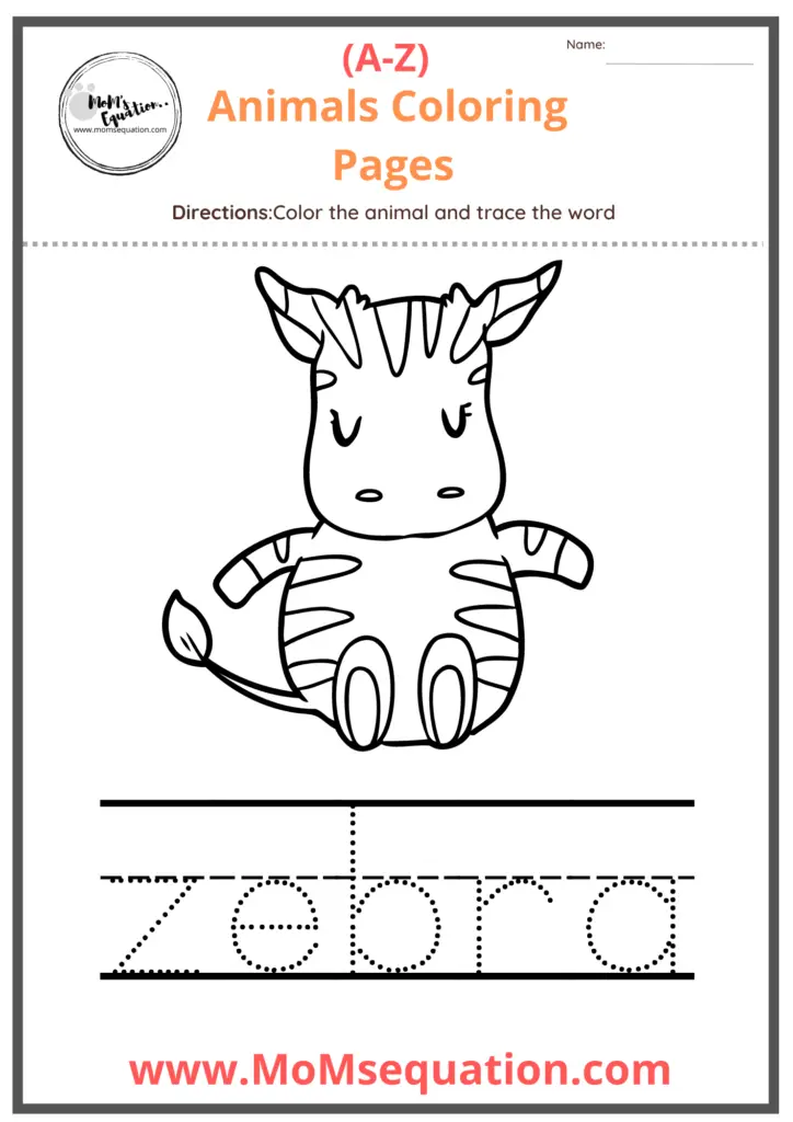 (A-Z) Animals Alphabet Coloring Pages - 26-page pdf - Mom'sEquation