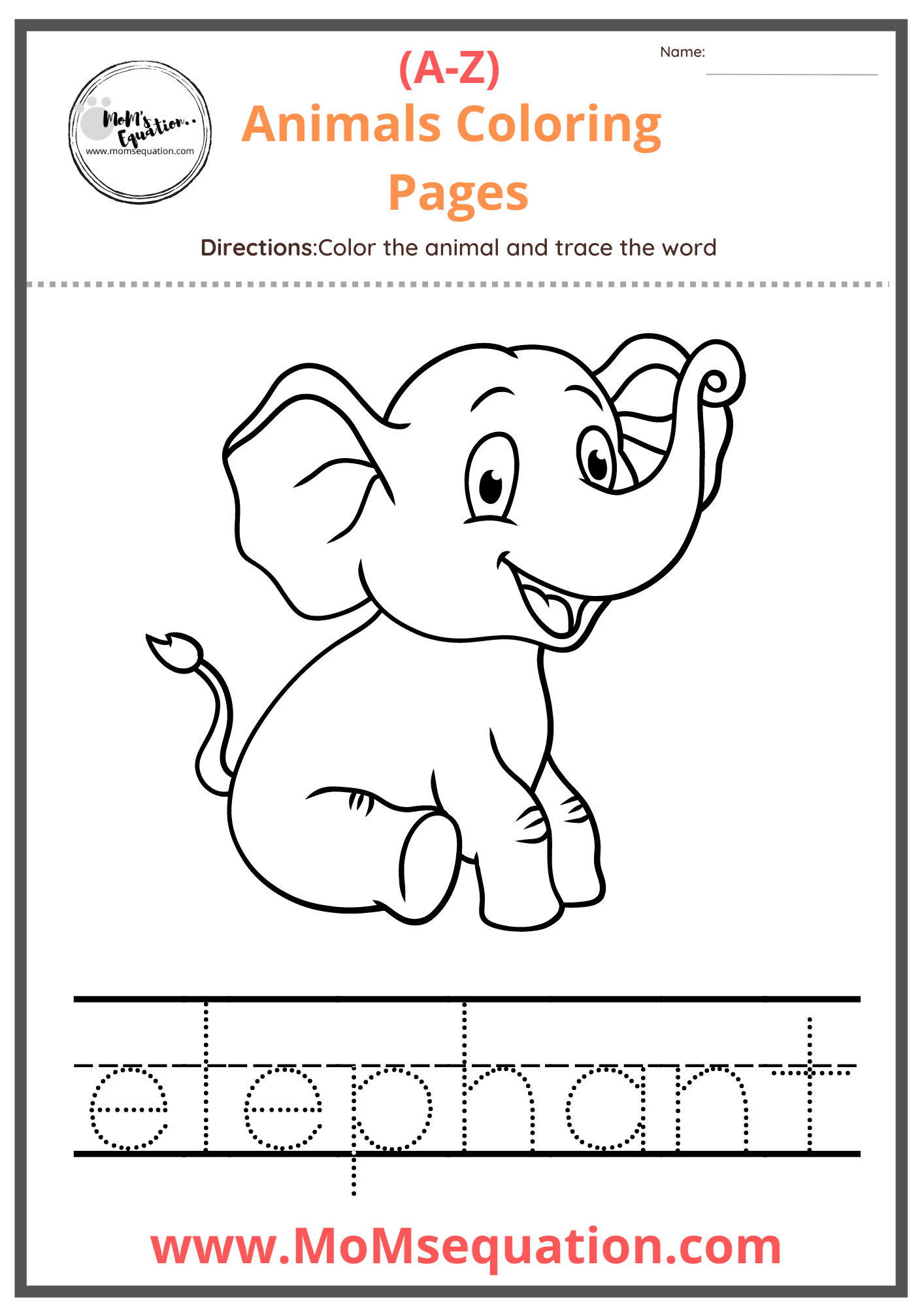 (A-Z) Animals Alphabet Coloring Pages - 26-page pdf - Mom'sEquation