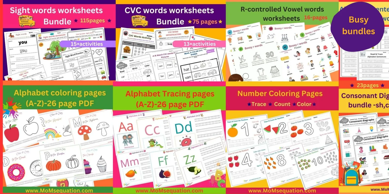 CVC Words Worksheets (A,E,I,O,U) With Pictures pdf-Free Booklet - Mom ...