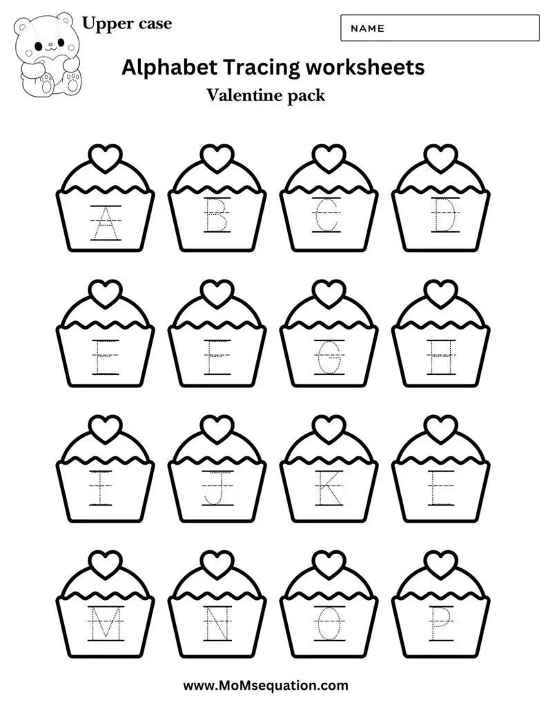 Valentine's Worksheets for preschool - Uppercase Letter tracing ...