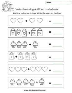 Valentine Additions Worksheets For Kindergarten - Mom'sEquation