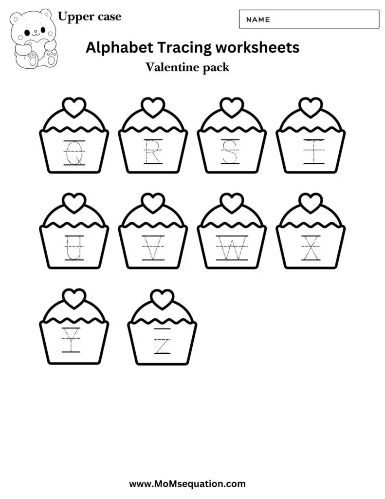 Valentine's Worksheets for preschool - Uppercase Letter tracing ...